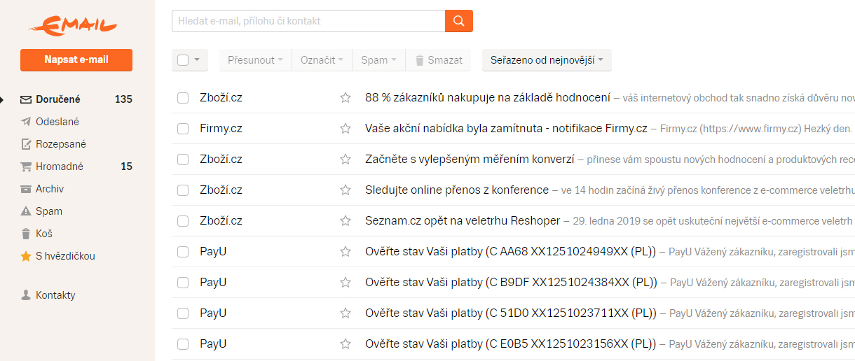 hromadné emaily v doručené poště pro SEZNAM - Kerbo.cz módní oblečení ...